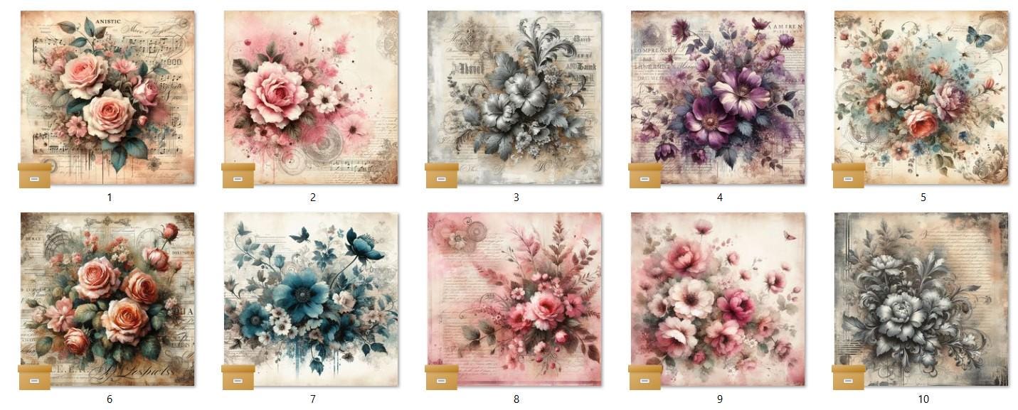 Floral Ready to Press Sublimation Heat Transfer Print Bundles of 10 ...
