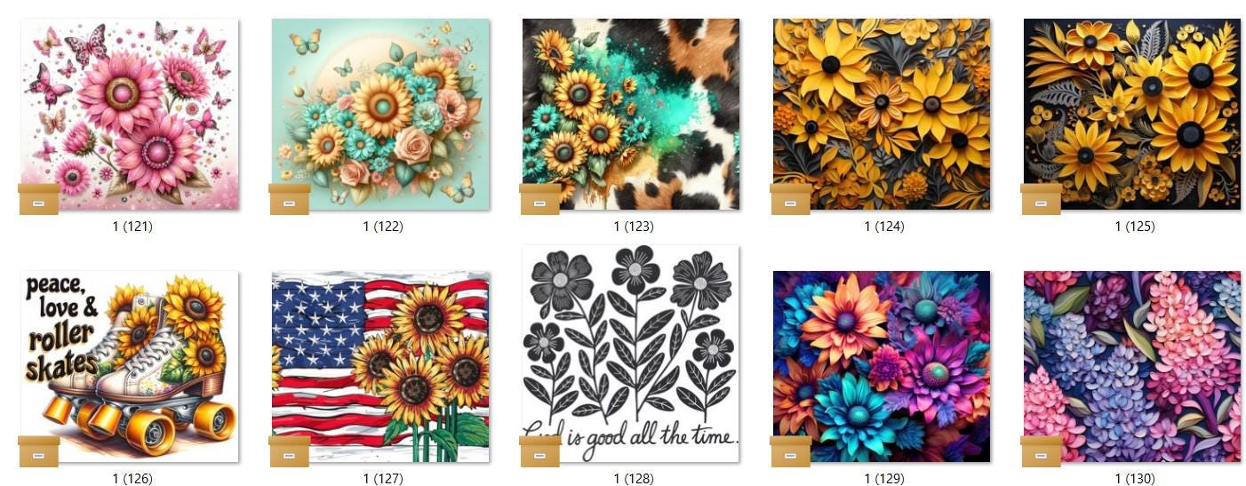 Floral Ready to Press Sublimation Heat Transfer Prints Bundle of 10 ...