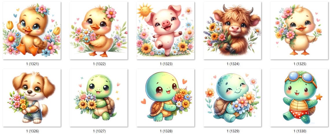 Cute Animal Ready to Press Sublimation Heat Transfer Print Bundles of ...
