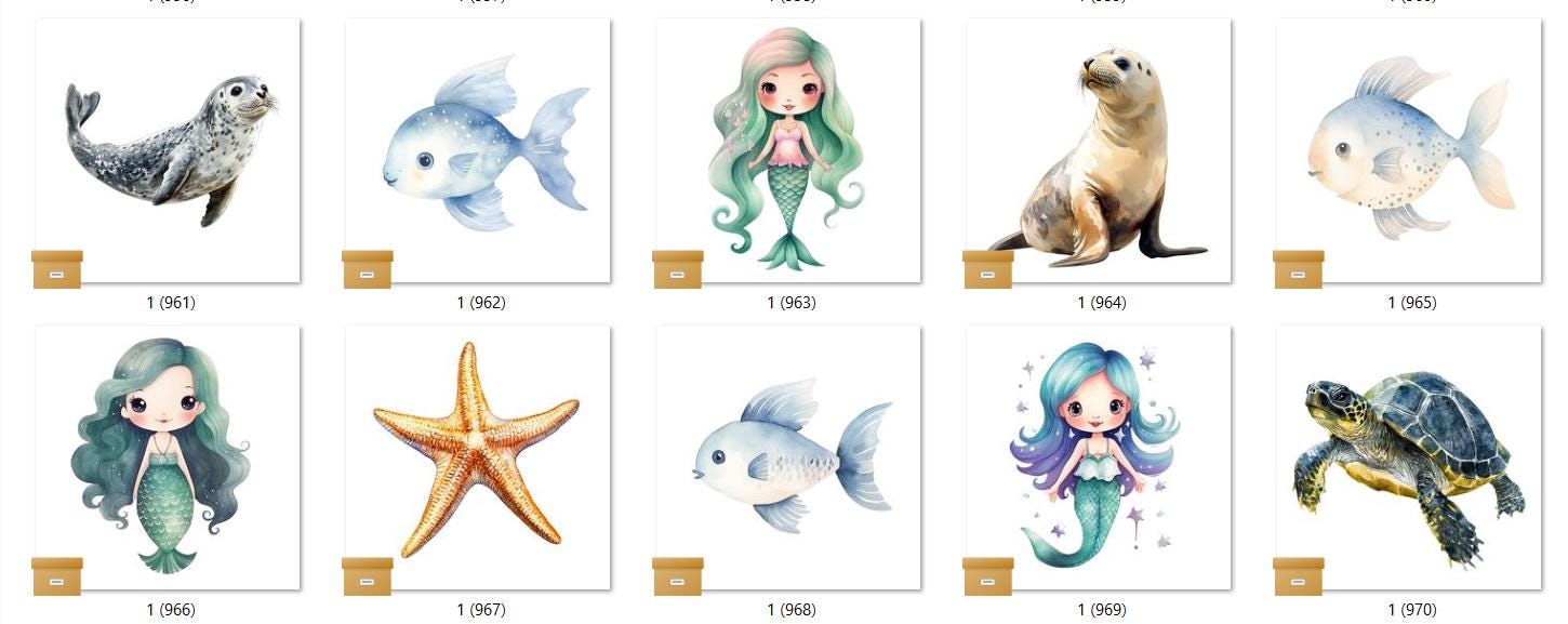 Sea Life Sublimation Heat Transfer Prints: 10-print Bundle - Etsy