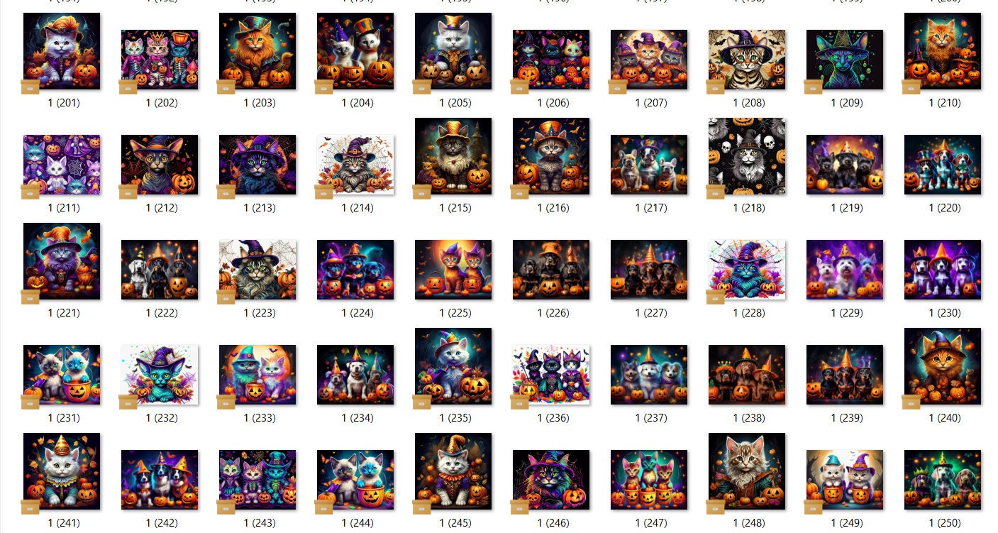 Halloween Cats & Dogs 500 JPG Clip Art Digital Download Bundle ...