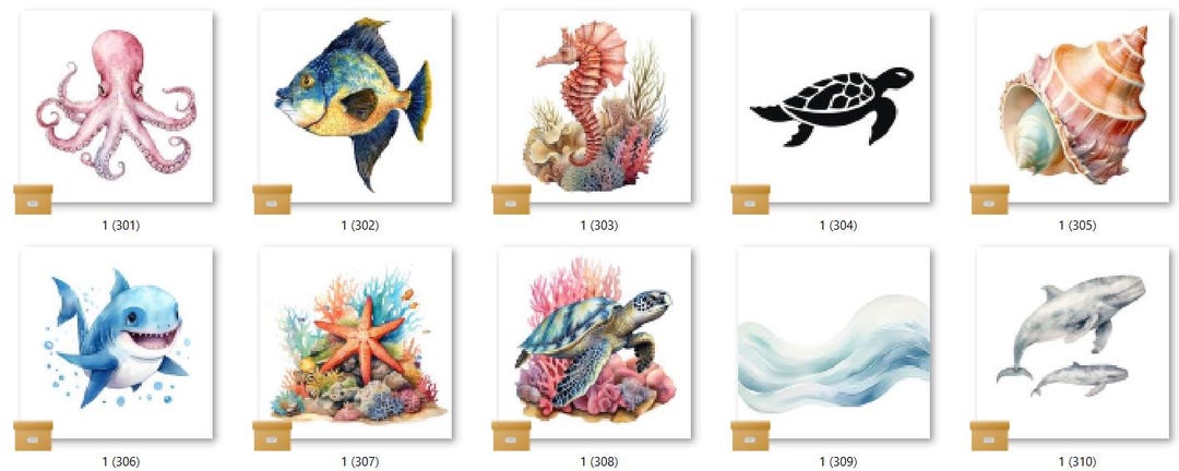Sea Life Sublimation Heat Transfer Prints: 10-print Bundle - Etsy