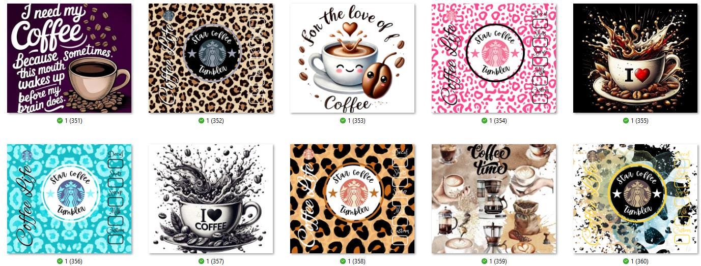 Coffee Ready to Press Sublimation Transfer Bundles of 10 Design ...