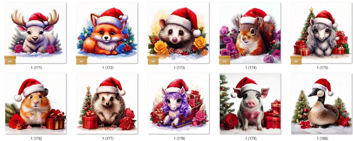Christmas Animals Sublimation Heat Transfer Prints: Bundle of 10 ...