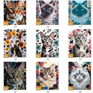 Floral Cat 2 100 PNG Clipart Digital Download Bundle (FLORALCATS101-200 ...