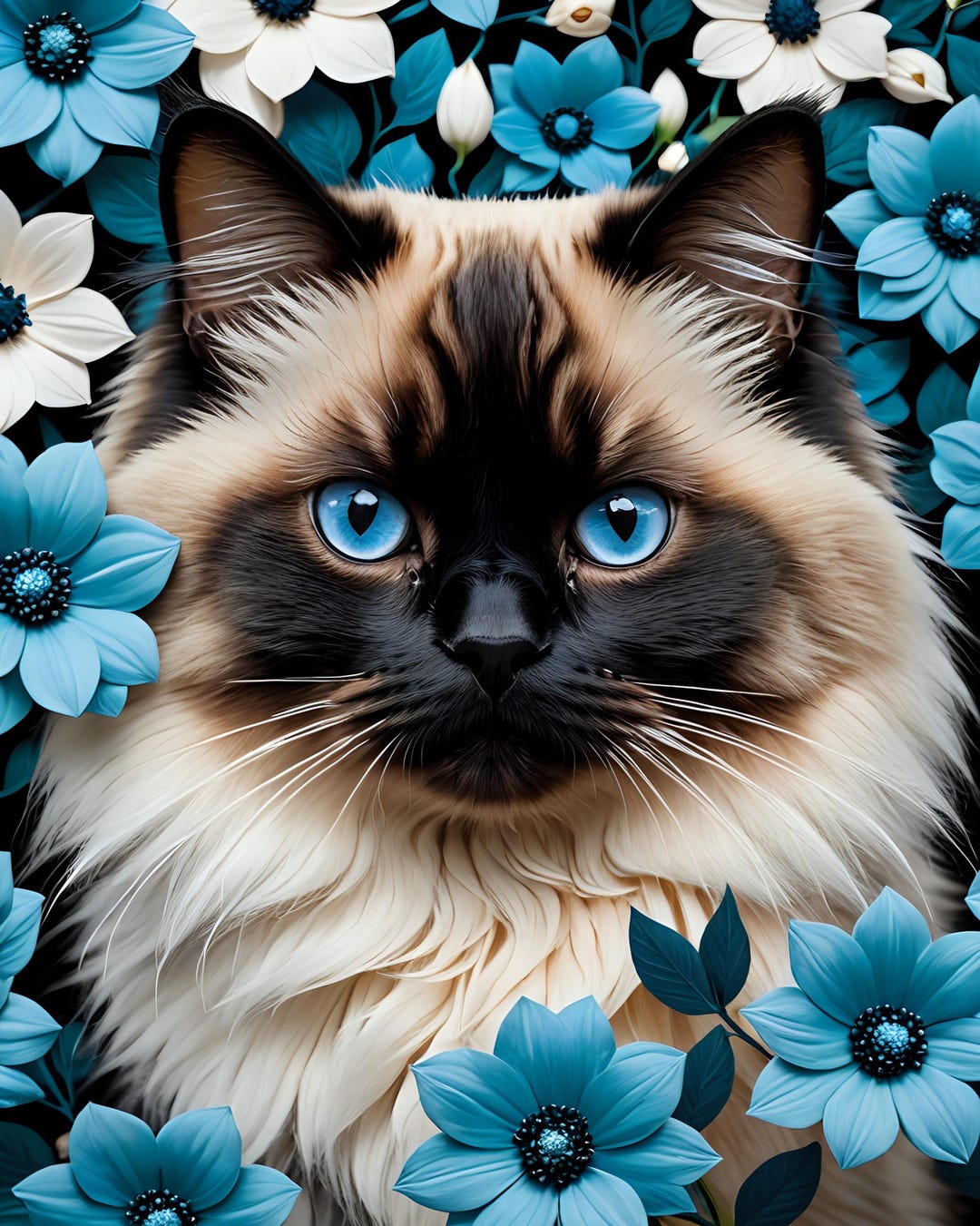 Floral Cat 2 100 PNG Clipart Digital Download Bundle (FLORALCATS601-700 ...