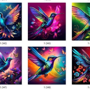 Neon Iridescent Hummingbirds 50 JPG Clipart Digital Download for ...