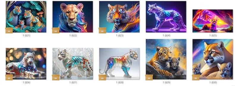 Big Cats Clipart Bundle: Lions, Tigers, Bears, Leopards (50 JPG Digital ...