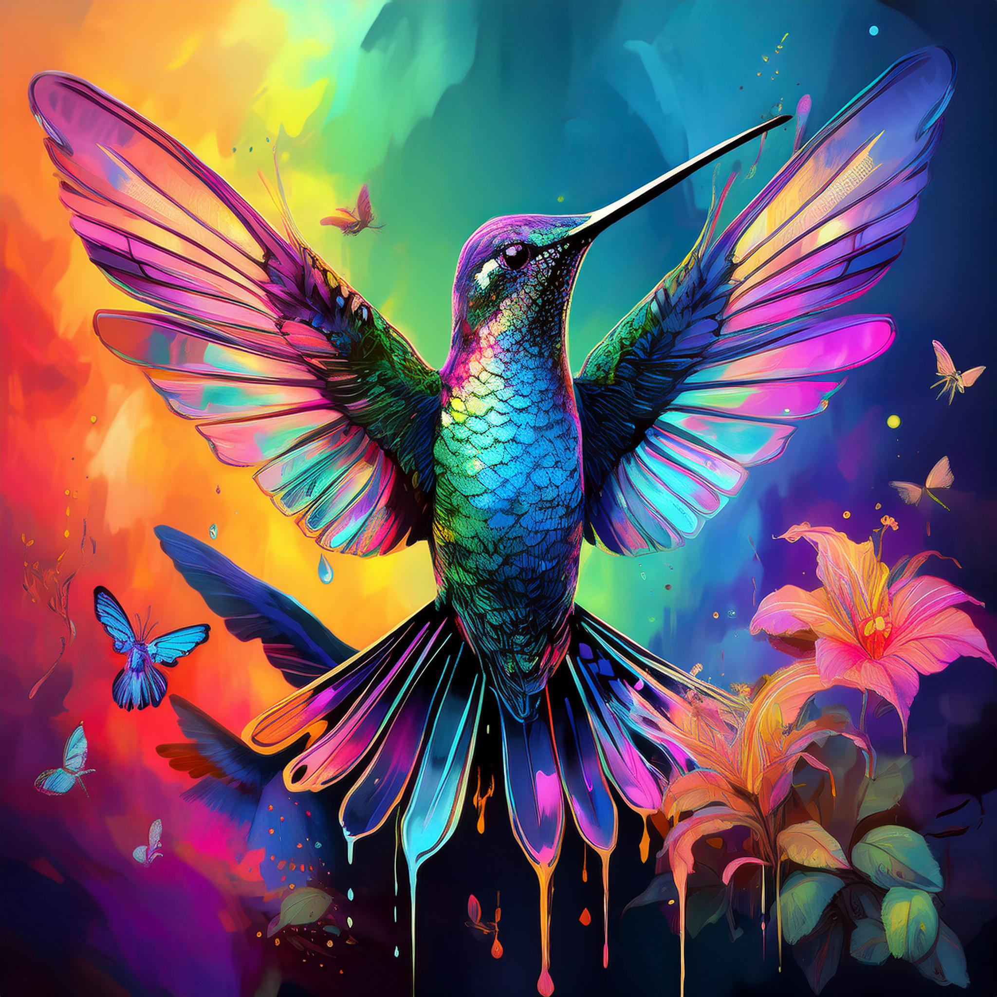 Neon Iridescent Hummingbirds 50 JPG Clipart Digital Download for ...