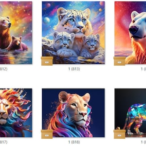Big Cats Clipart Bundle: Lions, Tigers, Bears, Leopards (50 JPG Digital ...