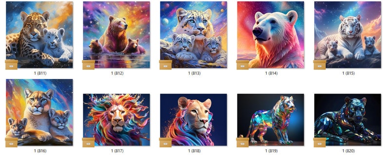 Big Cats Clipart Bundle: Lions, Tigers, Bears, Leopards (50 JPG Digital ...