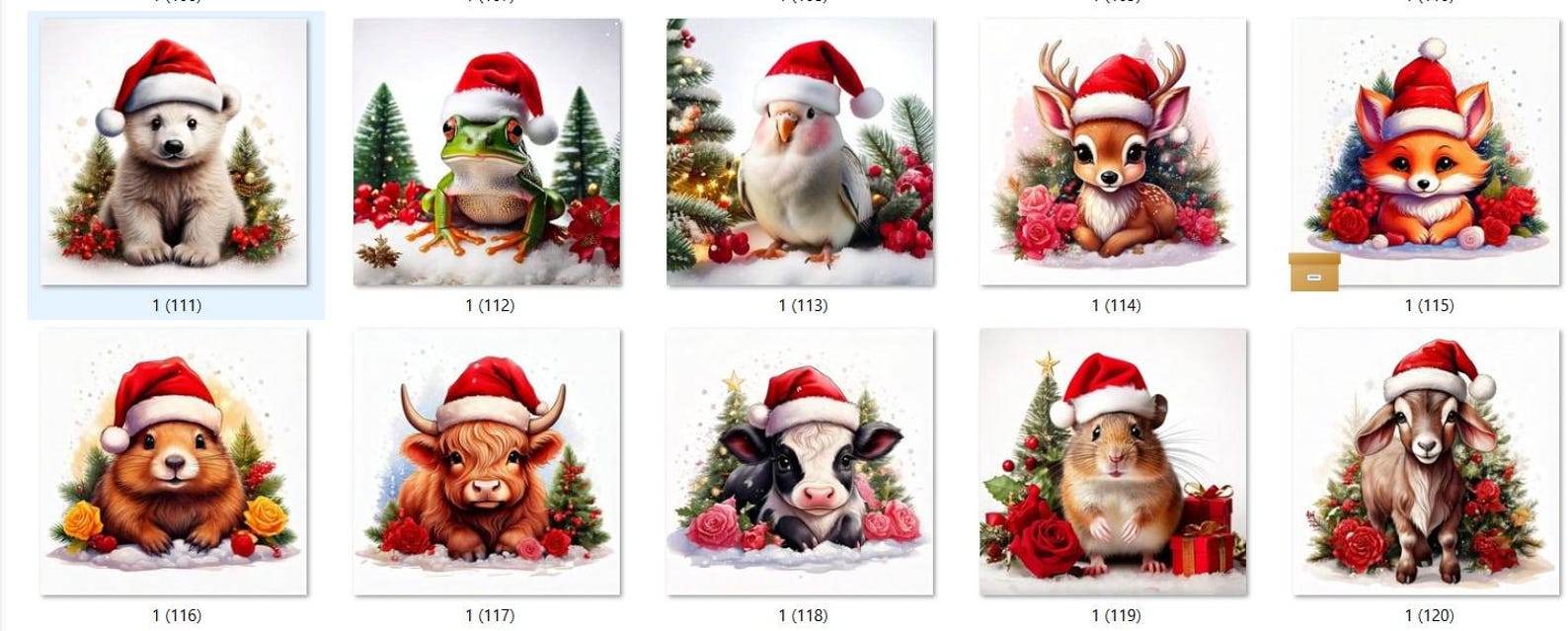Christmas Animals Sublimation Heat Transfer Prints: Bundle of 10 ...