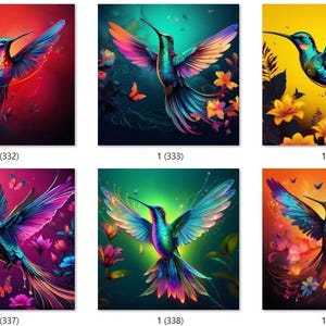 Neon Iridescent Hummingbirds 50 JPG Clipart Digital Download for ...