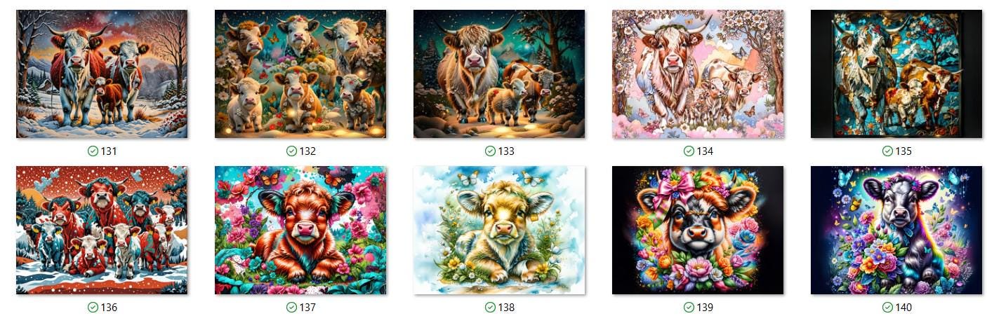 Cow Ready to Press Sublimation Transfer Bundles of 10 Designs (LMHCOW91 ...