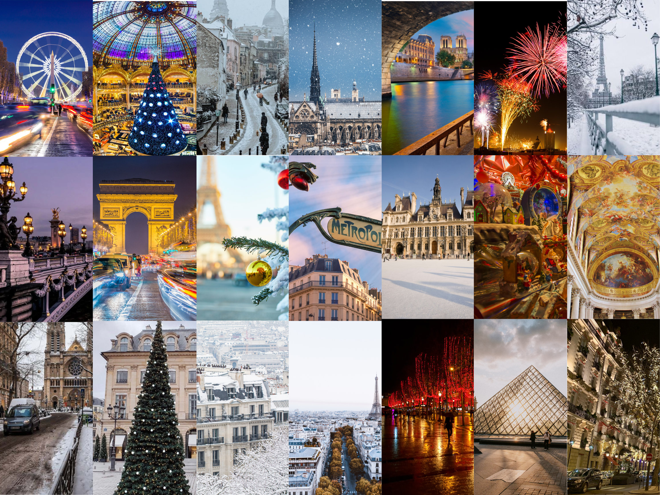 Paris in Winter Printable Photo Collage - Etsy