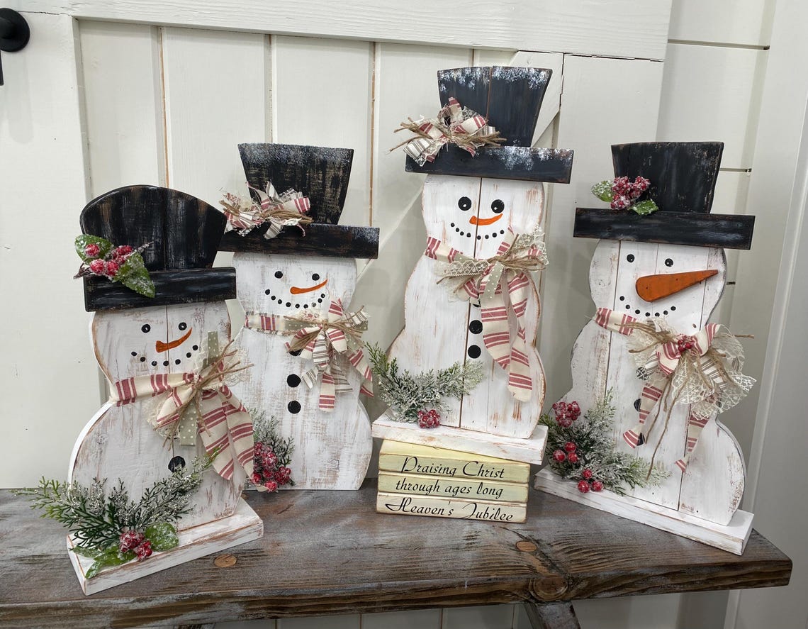 Rustic Wooden Snowman - Etsy