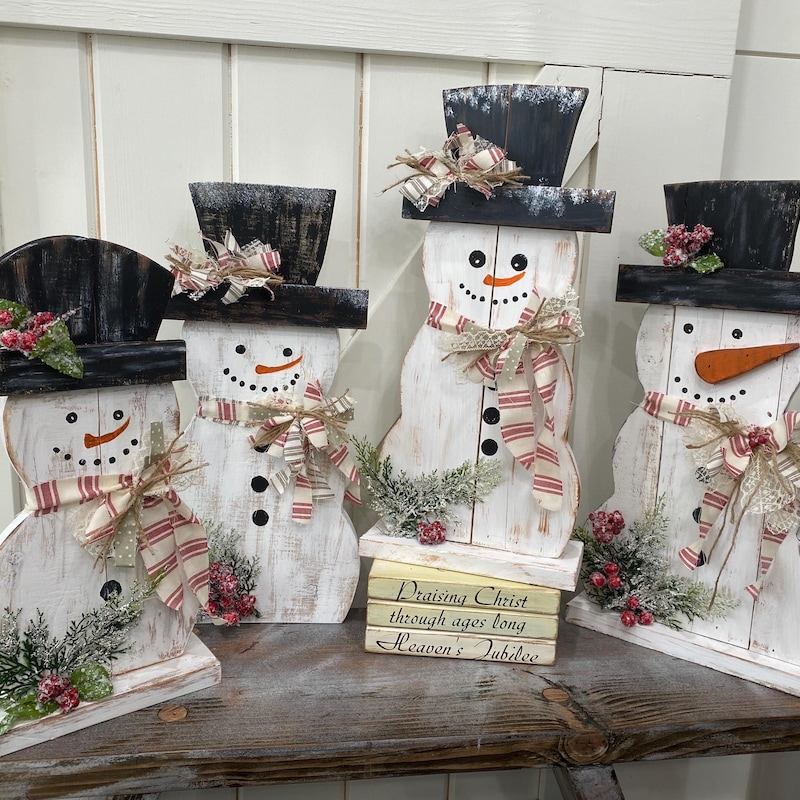 Wooden Snowman - Etsy