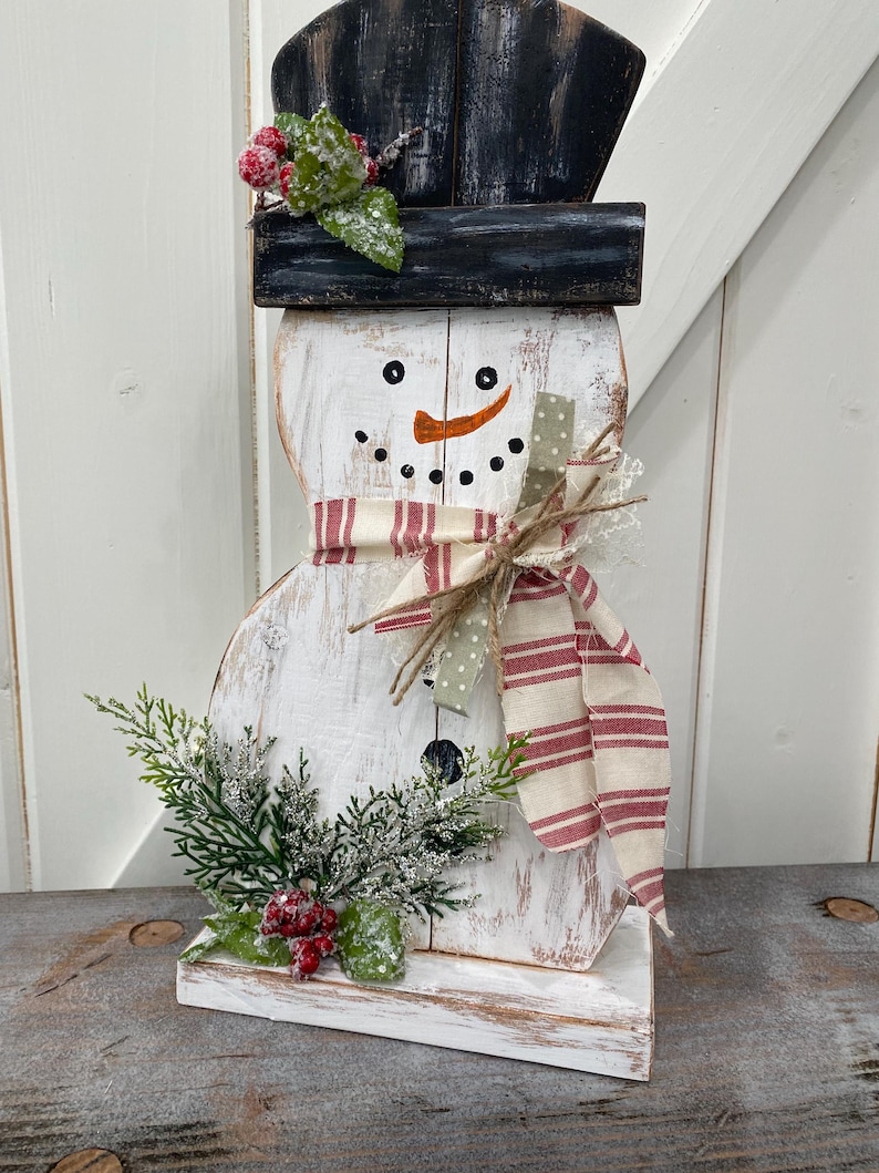 Rustic Wooden Snowman - Etsy