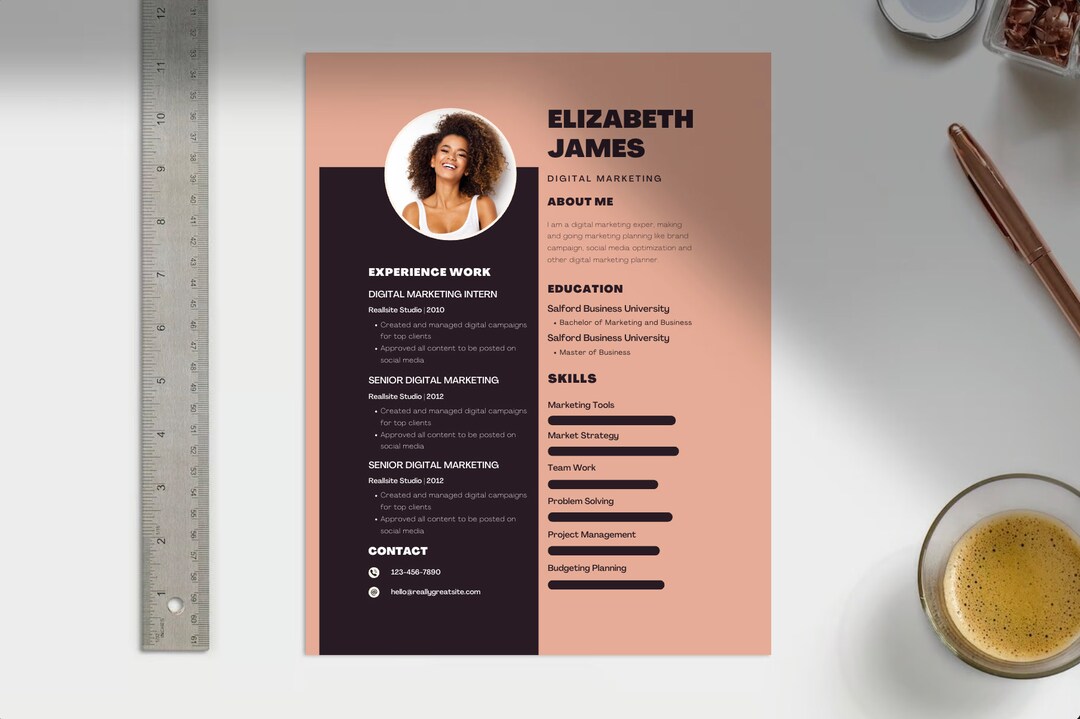 Simple Modern Resume Template - Etsy