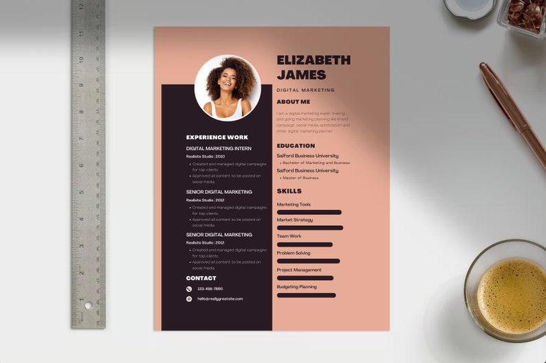 Simple Modern Resume Template - Etsy