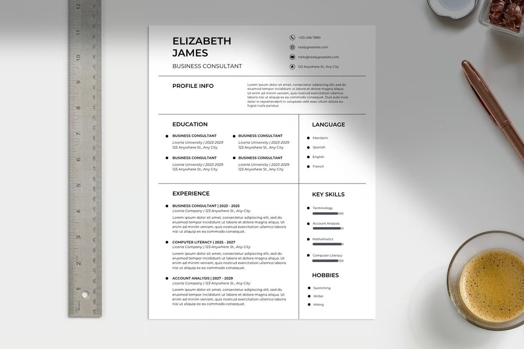 Resume Template - Instant Download - Etsy