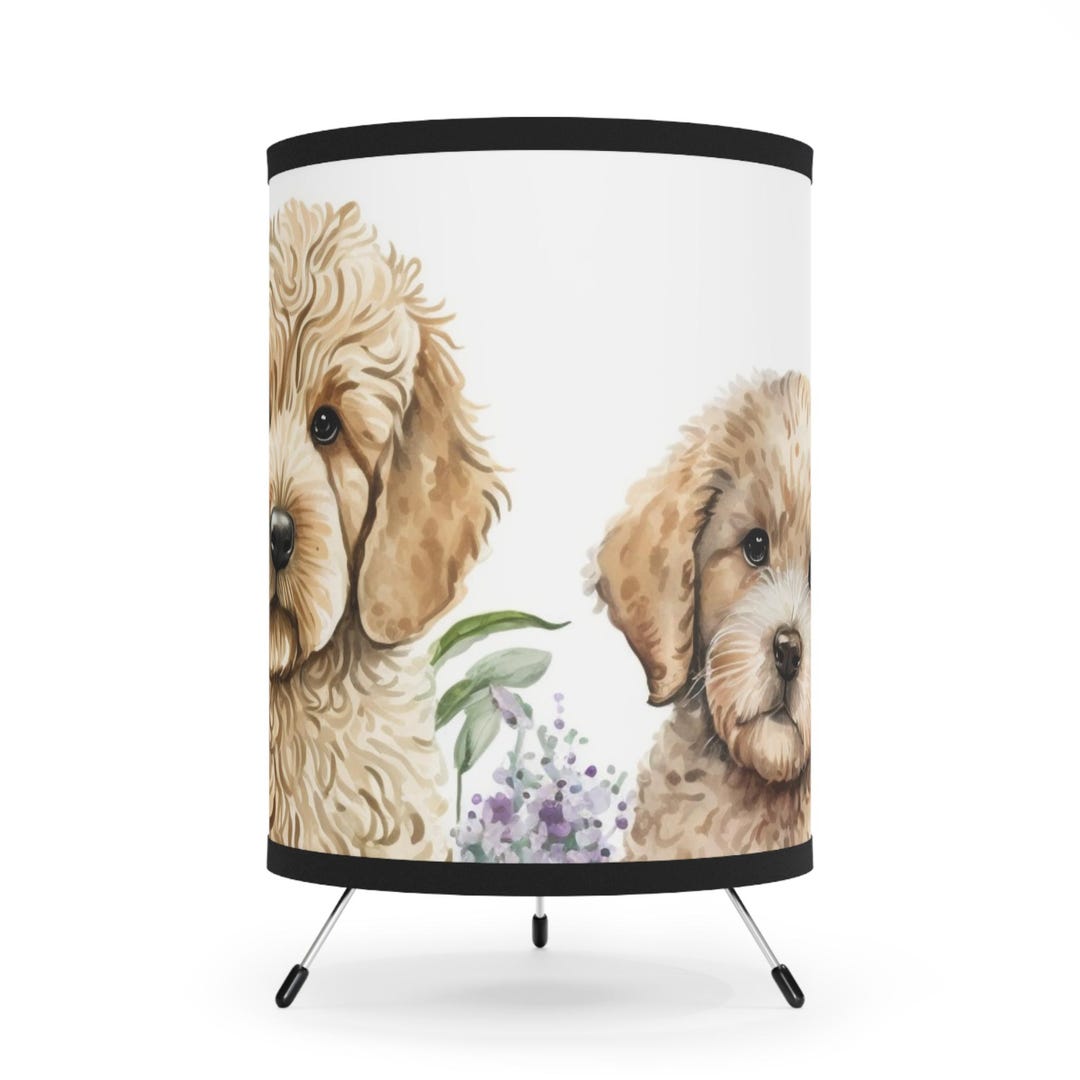 Goldendoodle Puppy Table Tripod Lamp Cute Dog Decor for Bedroom or ...