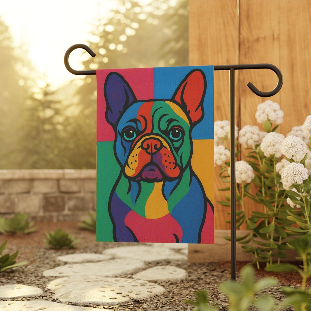 French Bulldog Banner, Colorful French Bulldog Garden Flag, Outdoor ...