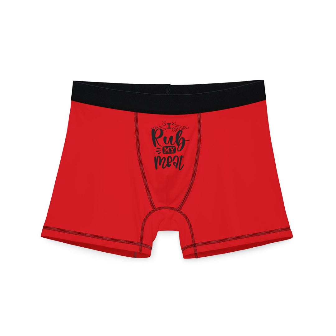 Funny Rub My Meat Men's Boxers Briefs, Red Underwear, Naughty Husband ...