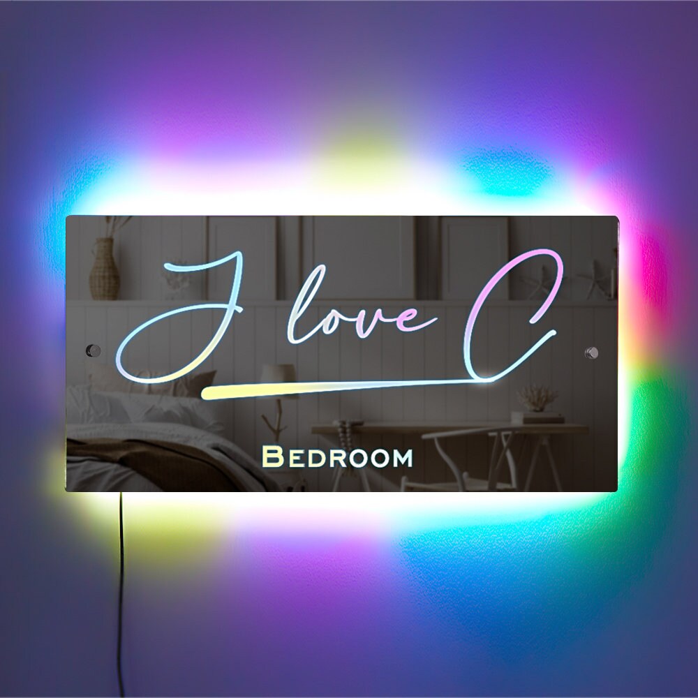 Personalised Name & Text Mirror - Light up Mirror, Add Your Custom Text ...