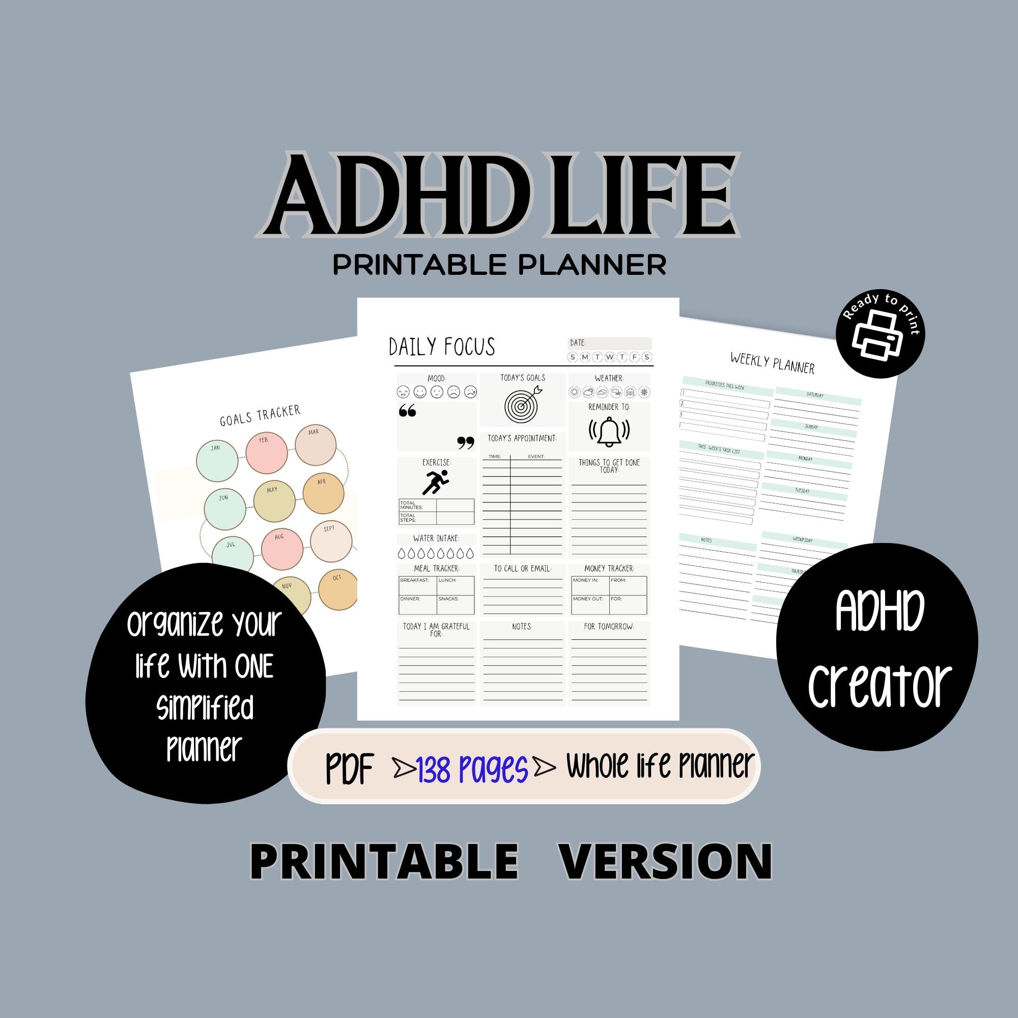 Neurodivergent Life Planner - ADHD Adult Organizer, Habit Tracker ...