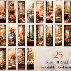 25 Cozy Fall Reading Printable Bookmarks, Digital Download, JPG ...