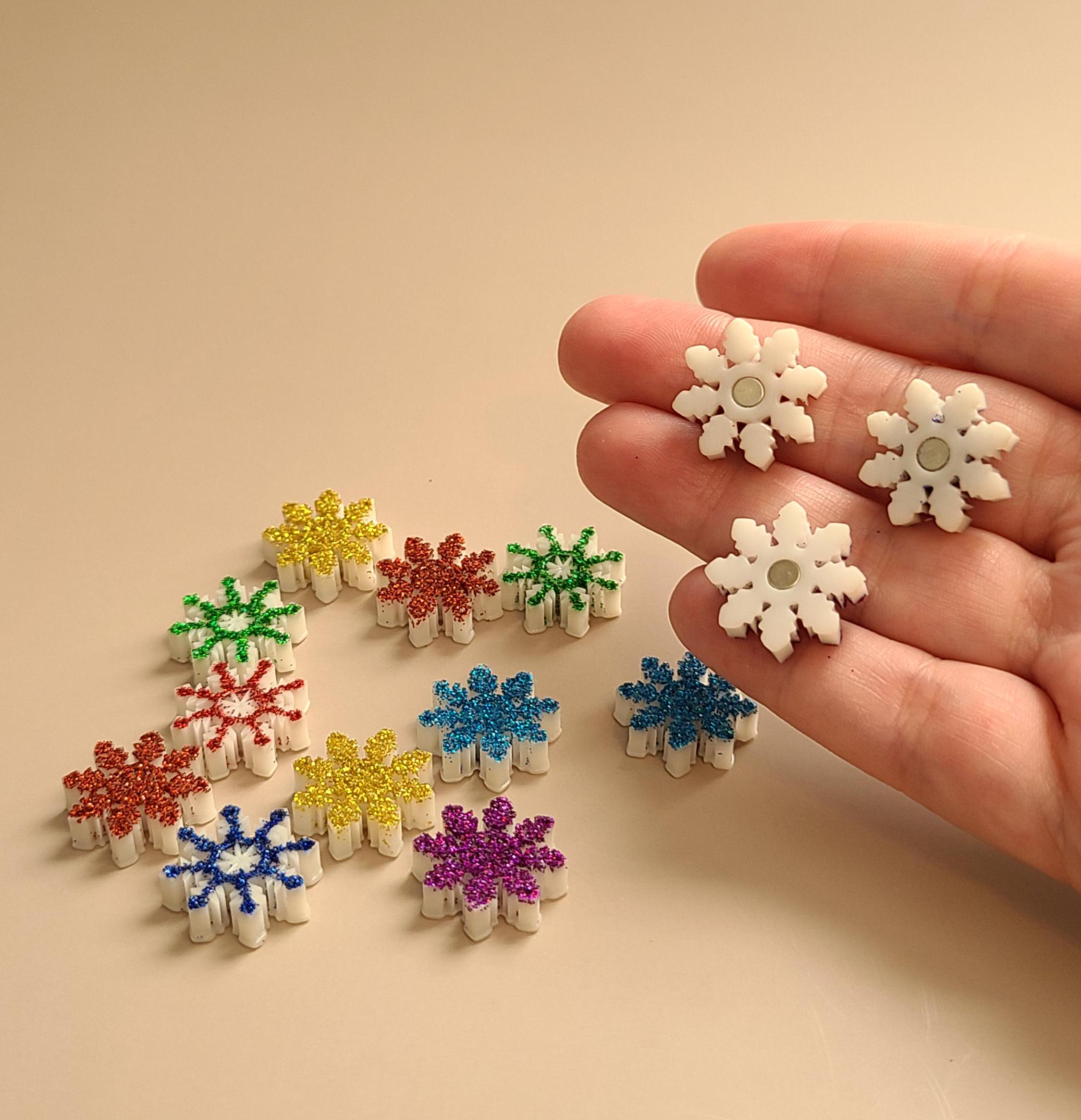 Rainbow Snowflake Magnets (pack of 14) - Holiday Decor, Craft Accessory ...