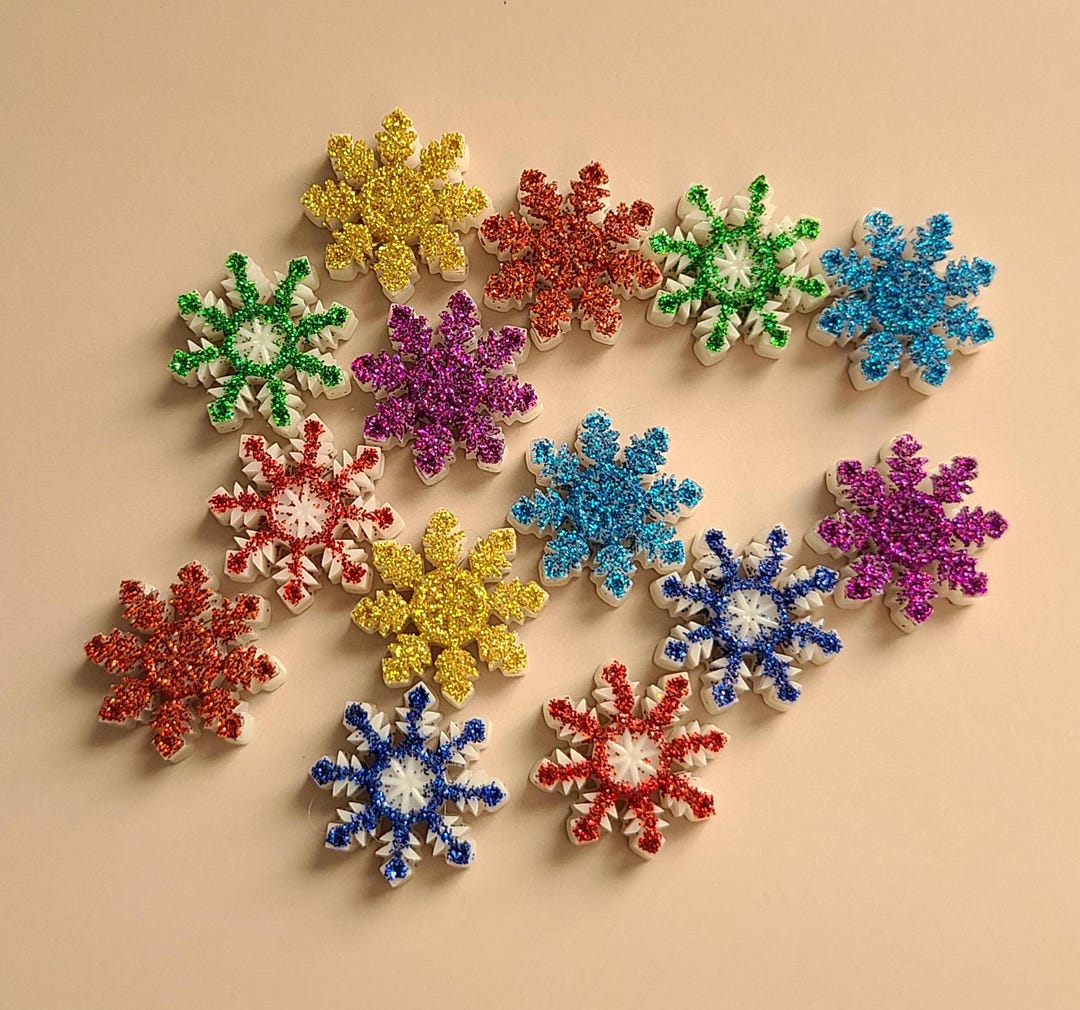 Rainbow Snowflake Magnets (pack of 14) - Holiday Decor, Craft Accessory ...
