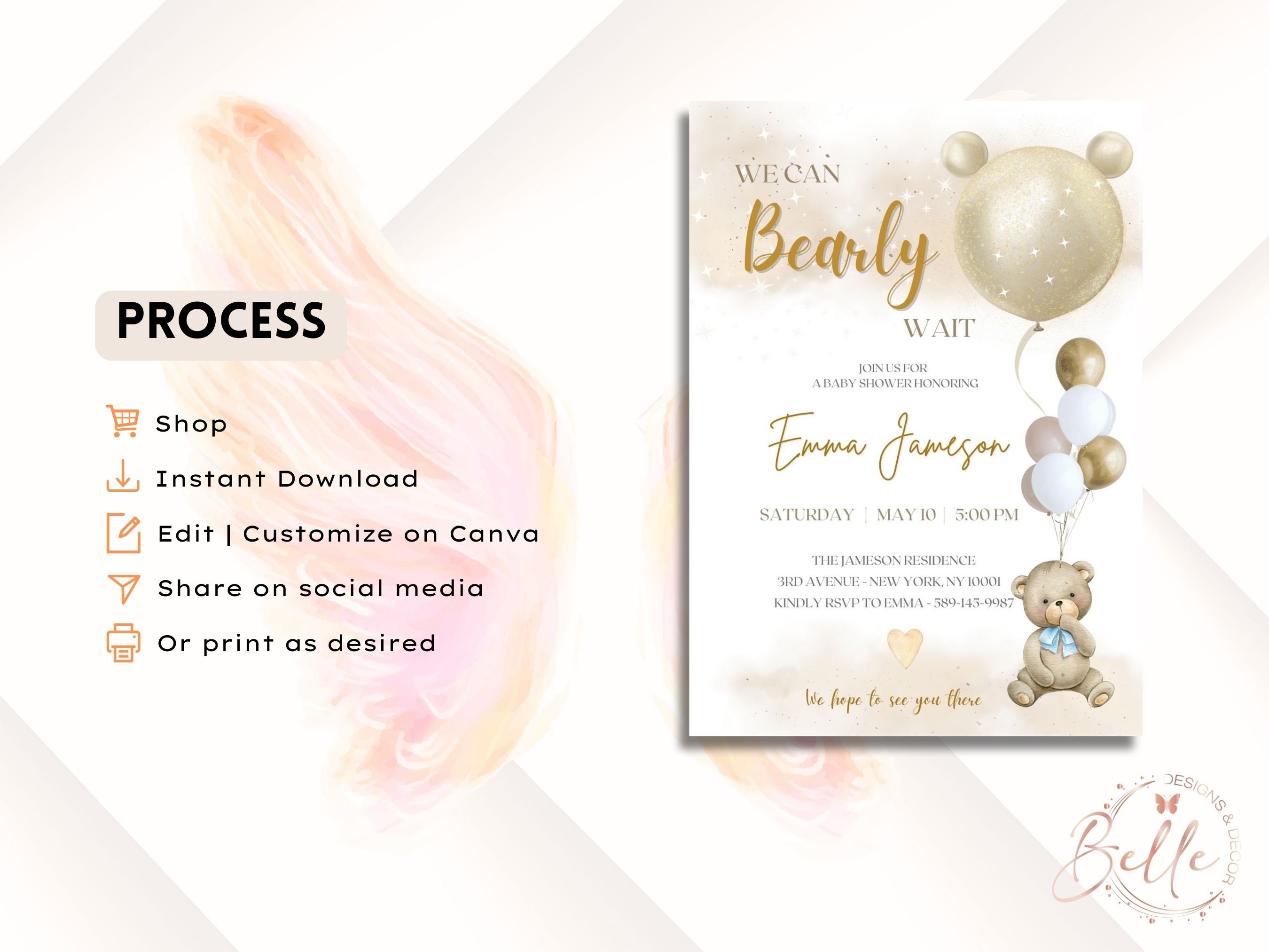 Teddy Bear Invitation Bear Invitation Baby Shower Teddy - Etsy