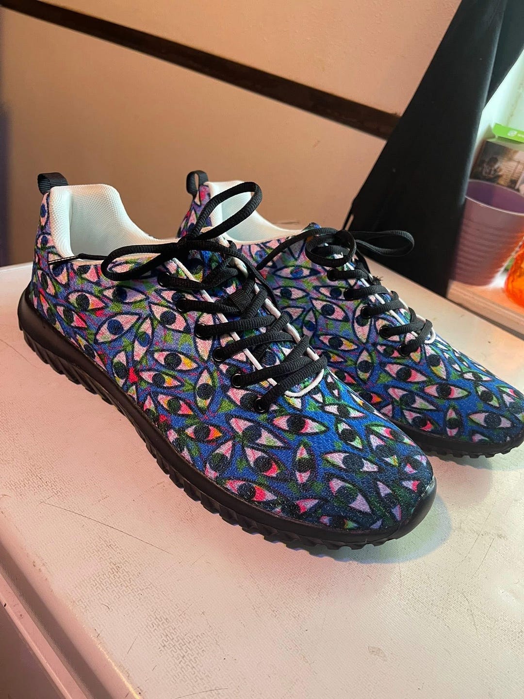 Women’s Psychedelic Eyes Blue Athletic Shoes - Etsy