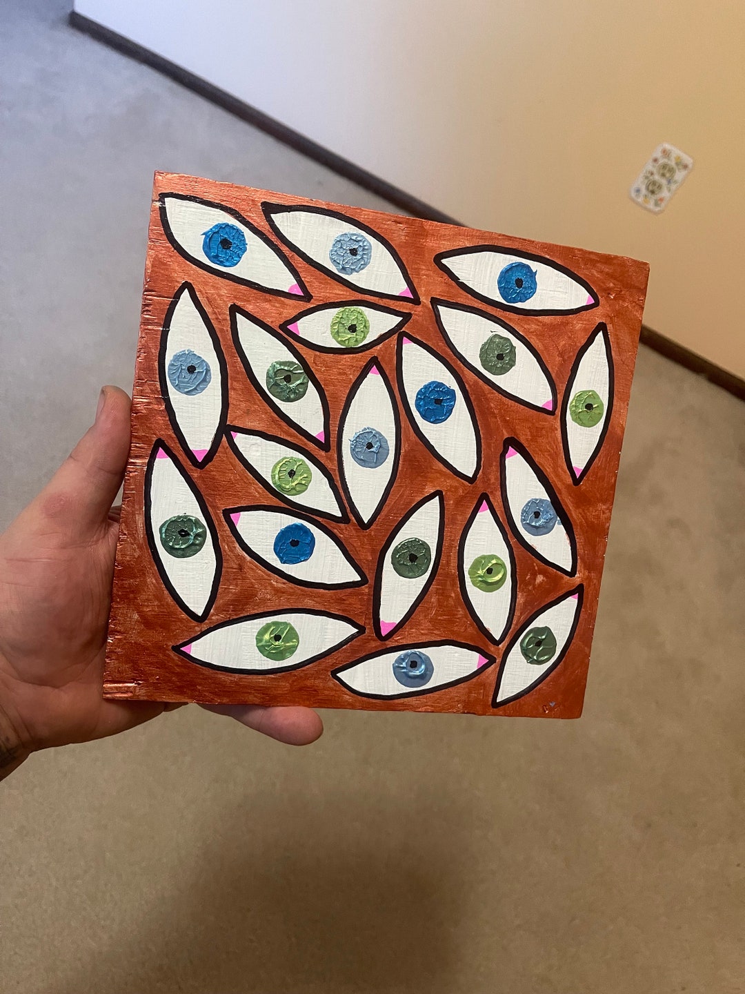 Pearl Marmalade Psychedelic Eyes Painting on Wood - Etsy UK