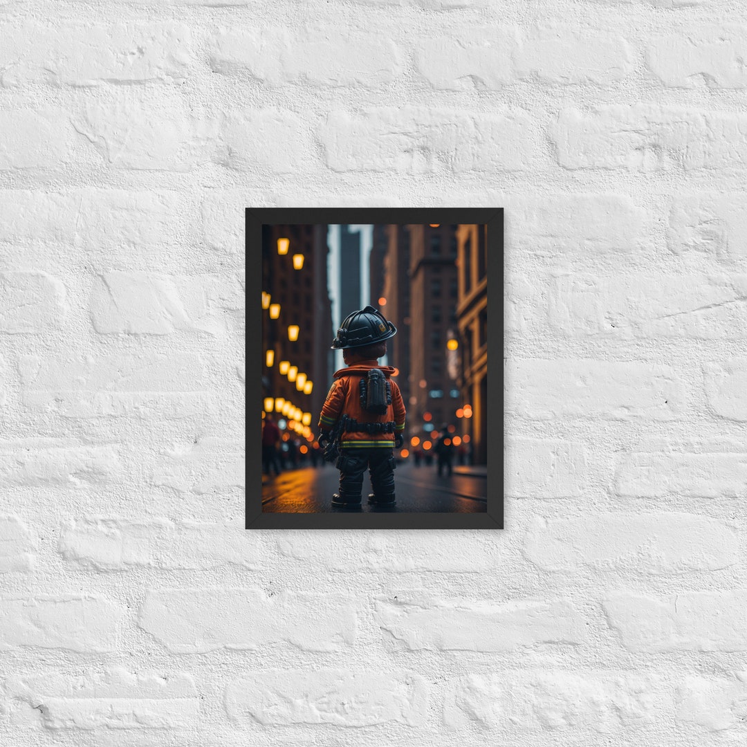 Fireman in NYC V1 Frame / NYC Firefighter Gift for Him-wall Decoration ...