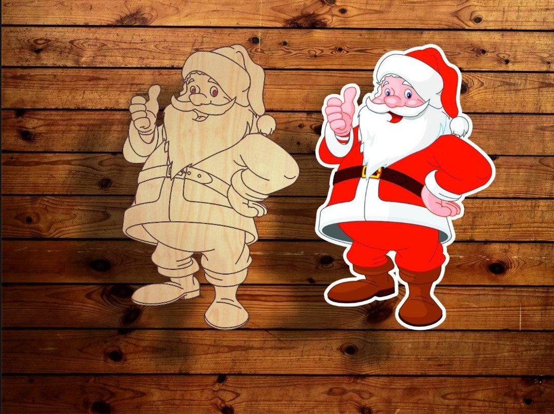 Santa Claus Christmas Engrave Design Vector 3D Puzzle Scene Wooden Cdr ...