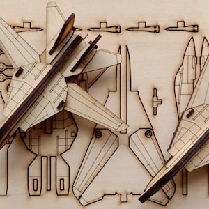 Cut 3D Aircraft F 14 File Cnc Design Vector Model Puzzle Wooden Cdr Dxf ...