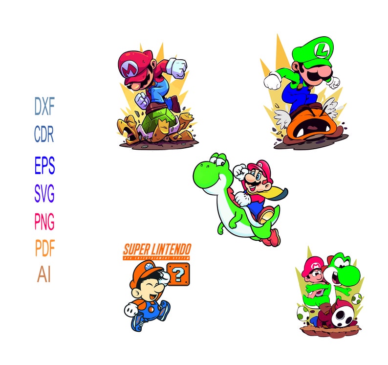 Super Mario Svg Png Pdf Ai Eps Cut File for T-shirt Download - Etsy Canada
