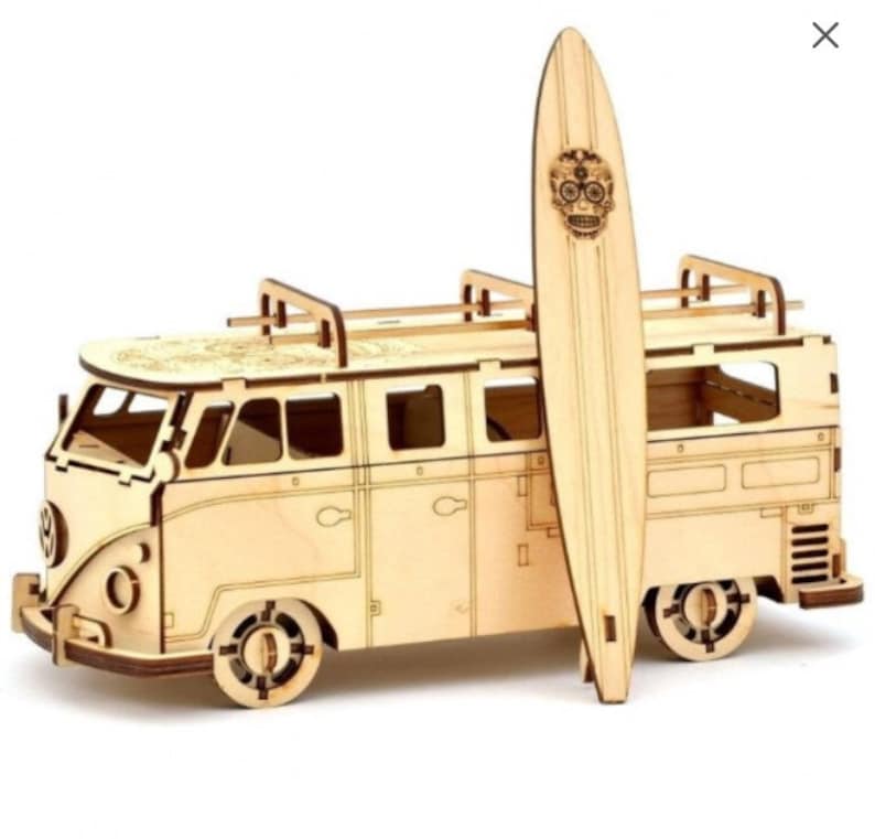 3D Holz Bus Auto CNC Design Vektor Modell Puzzle Holz cdr Dxf Svg Cut ...