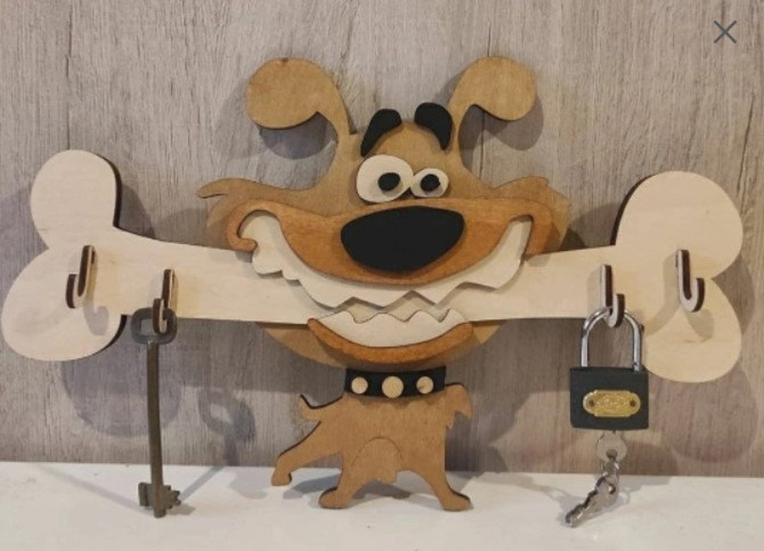 Wooden 3D Holder Dog Key 3D Model Cnc Design Vector Model Puzzle Cdr ...
