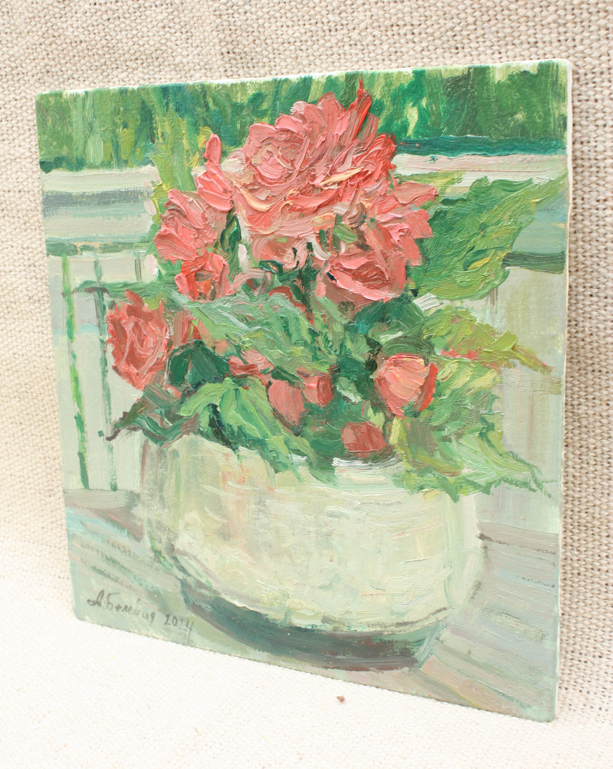 Begonia Original Oil Painting, Flowers Artwork, Plein Air in A Garden ...
