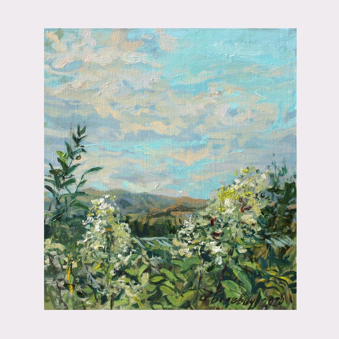 July Garden, Original Oil Painting, Floral Original Artwork, Blooming ...