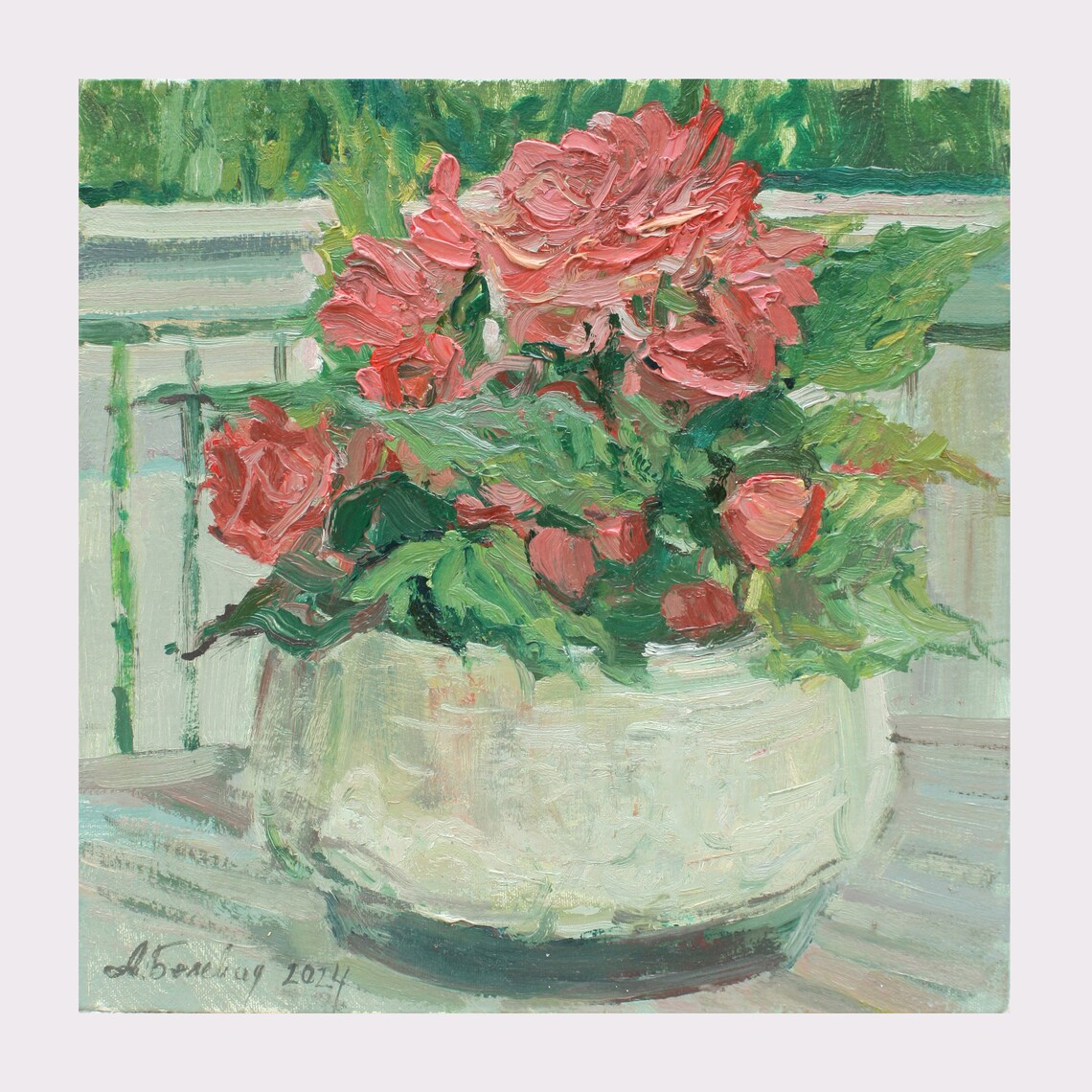 Begonia Original Oil Painting, Flowers Artwork, Plein Air in A Garden ...