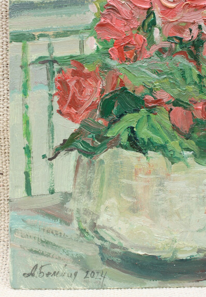 Begonia Original Oil Painting, Flowers Artwork, Plein Air in A Garden ...
