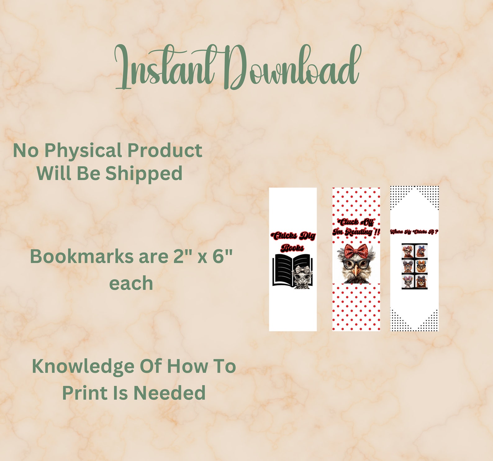 Funny Chicken Bookmark, Printable Bookmarks, Instant Download PDF ...