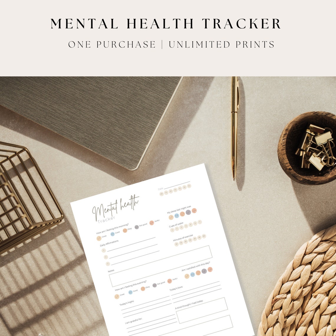 Mental Health Tracker, Mental Health Template, Adolescent AND Adult ...