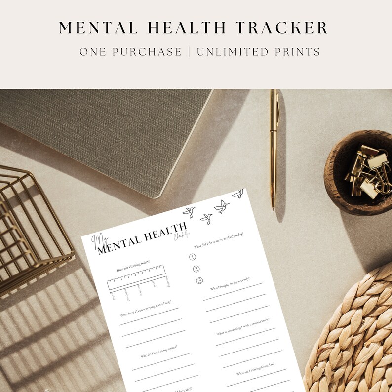 Mental Health Check in Chart Mental Health Tracker - Etsy