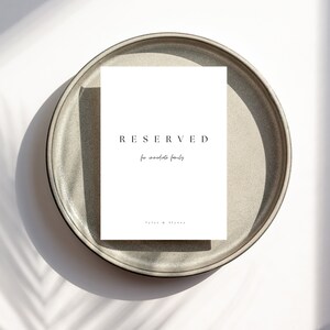 Printable Wedding Reserved Sign, Minimalist and Modern Wedding Reserved ...